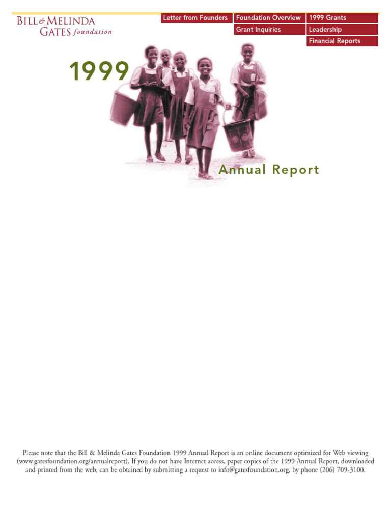 Gates Foundation 1999 Annual Report | PDF