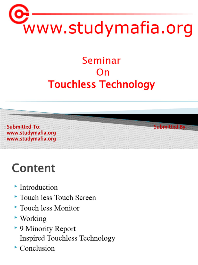 Touchless Technology Seminar Overview | PDF | Touchscreen | Computing