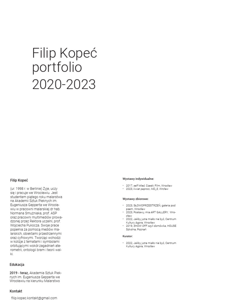 Filip Kopeć Portfolio | PDF