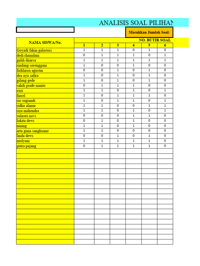Data Uji Instrumen Soal Pilihan Ganda Routh Intang | PDF