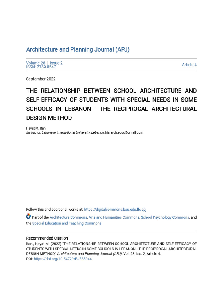 The Reciprocal Design Method in Education Buildings | PDF | Statistics | Self Efficacy