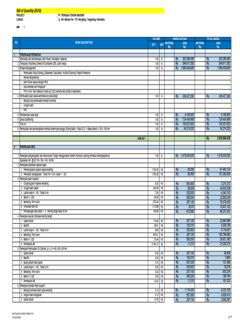 REV1 - RETENDER - BoQ Procurement - REVITALISASI TANGKI TIMBUN 213 IT ...