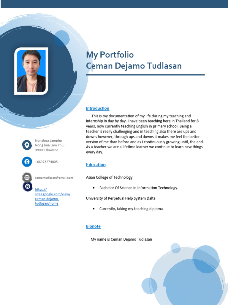 My Portfolio | PDF | Teachers | Cognition