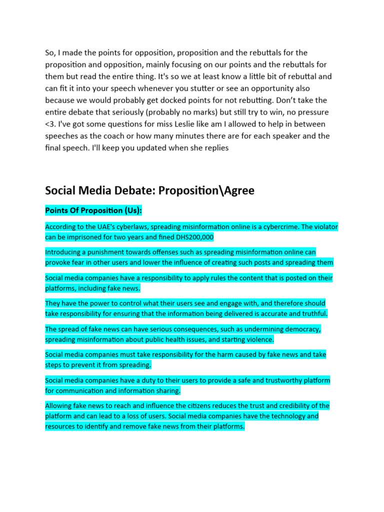 Editable Social Media Debate | PDF