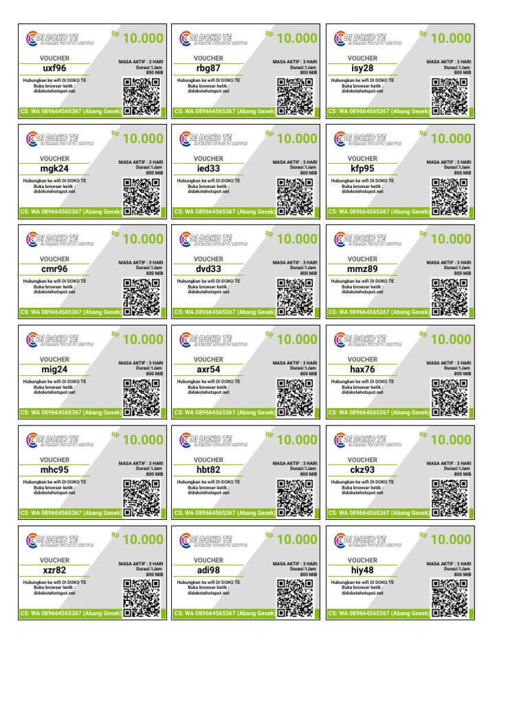 Voucher Hotspot1 Voucher 1hari 10000 800MB VC 624 02.09.22 | PDF