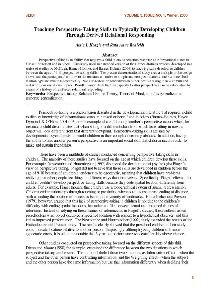 Protocol Perspective Taking Pdf Theory Of Mind Psychological Concepts