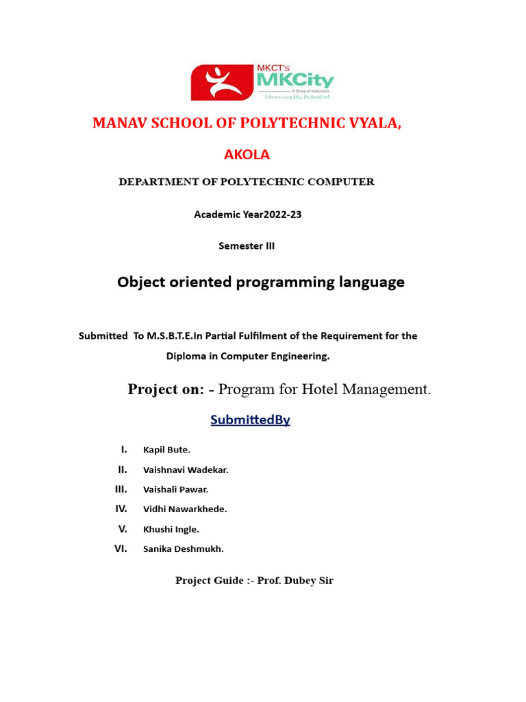 Oops Microproject | PDF | Object Oriented Programming | Computer Program