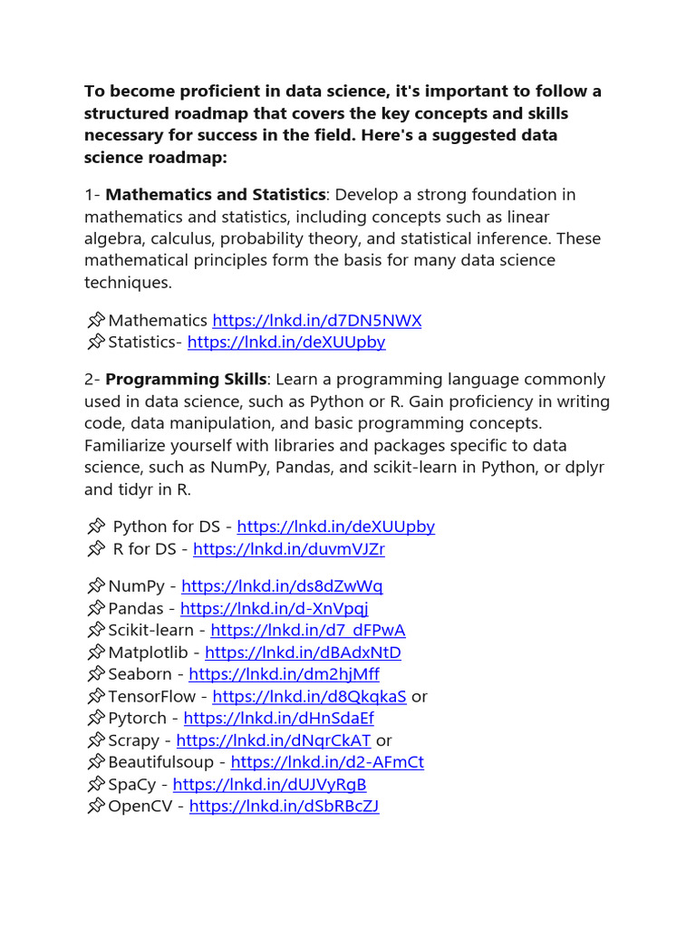 Data Science Roadmap With Free Study Material | PDF | Machine Learning ...