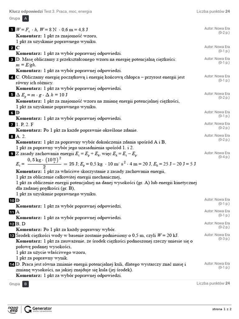 Klucz Odpowiedzi | PDF