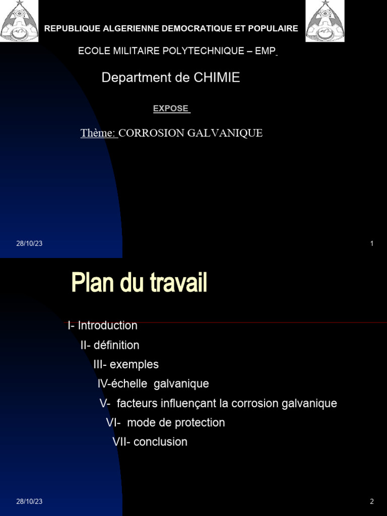 Exposée de La Corrosion Galvanique | PDF | Corrosion | Métaux