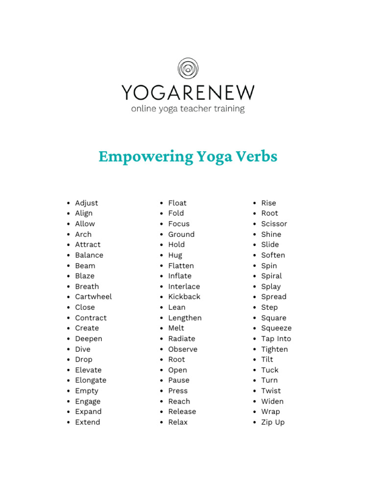 Empowering Yoga Verbs | PDF