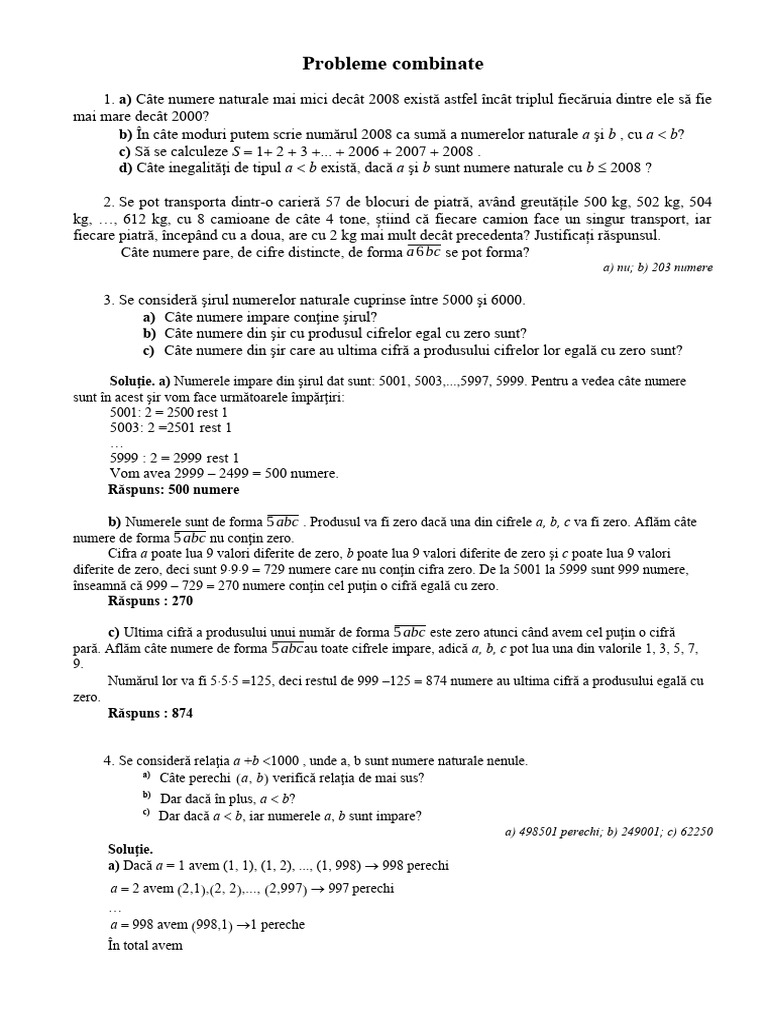 Probleme Combinate | PDF