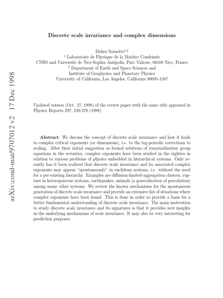 Discrete Scale Invariance and Complex Dimensions | PDF | Logarithm ...