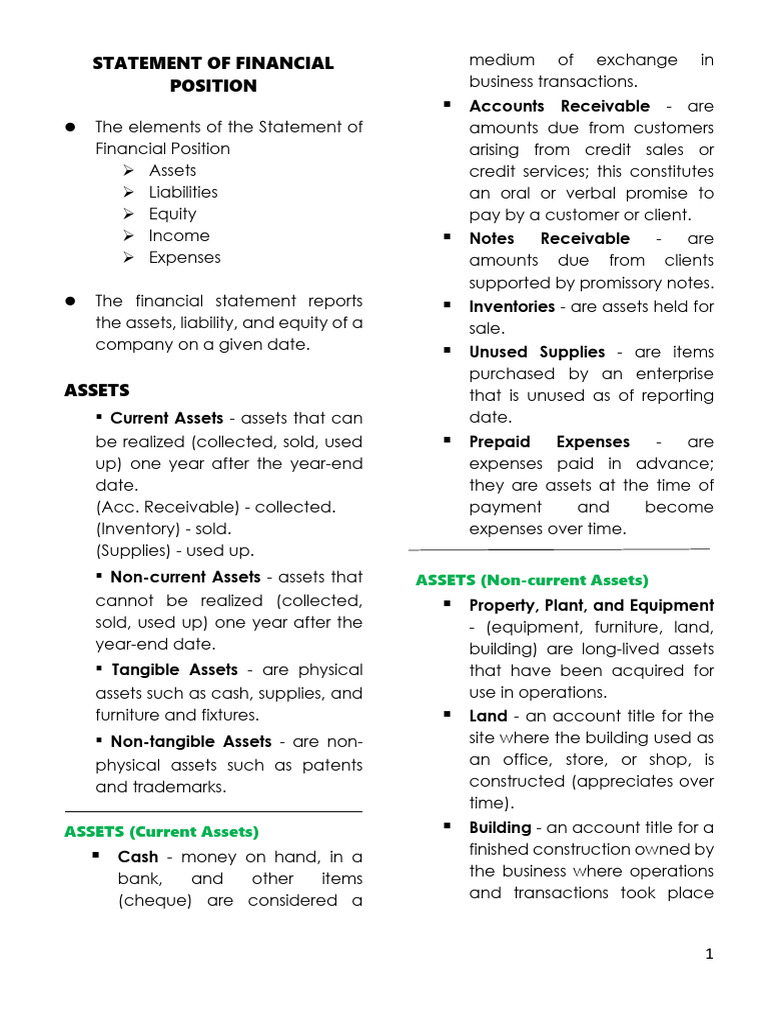 Sofp Notes Pdf Equity Finance Expense