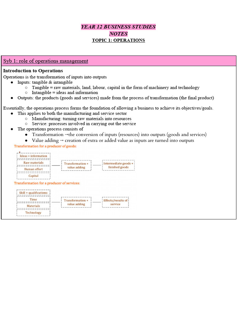 12 Business T1 - OPERATIONS | PDF