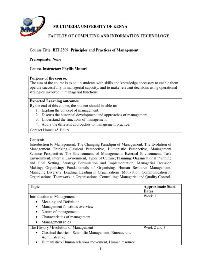 Bit 2309 Principles & Practices of Management | PDF | Science | Information Bit 2309 Principles & Practices of Management | PDF | Science | Information