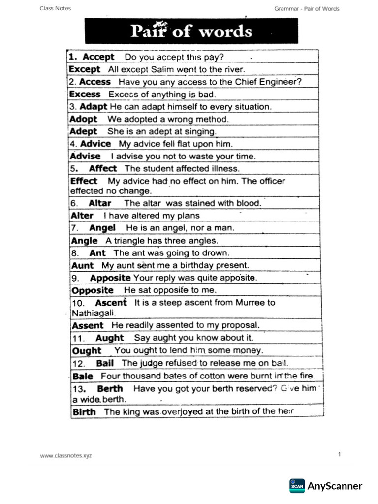 Pair of Words | PDF