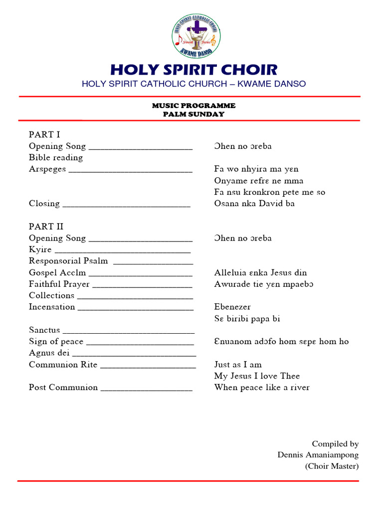 Choir Music Programme-1 | PDF | Catholic Liturgy | Worship