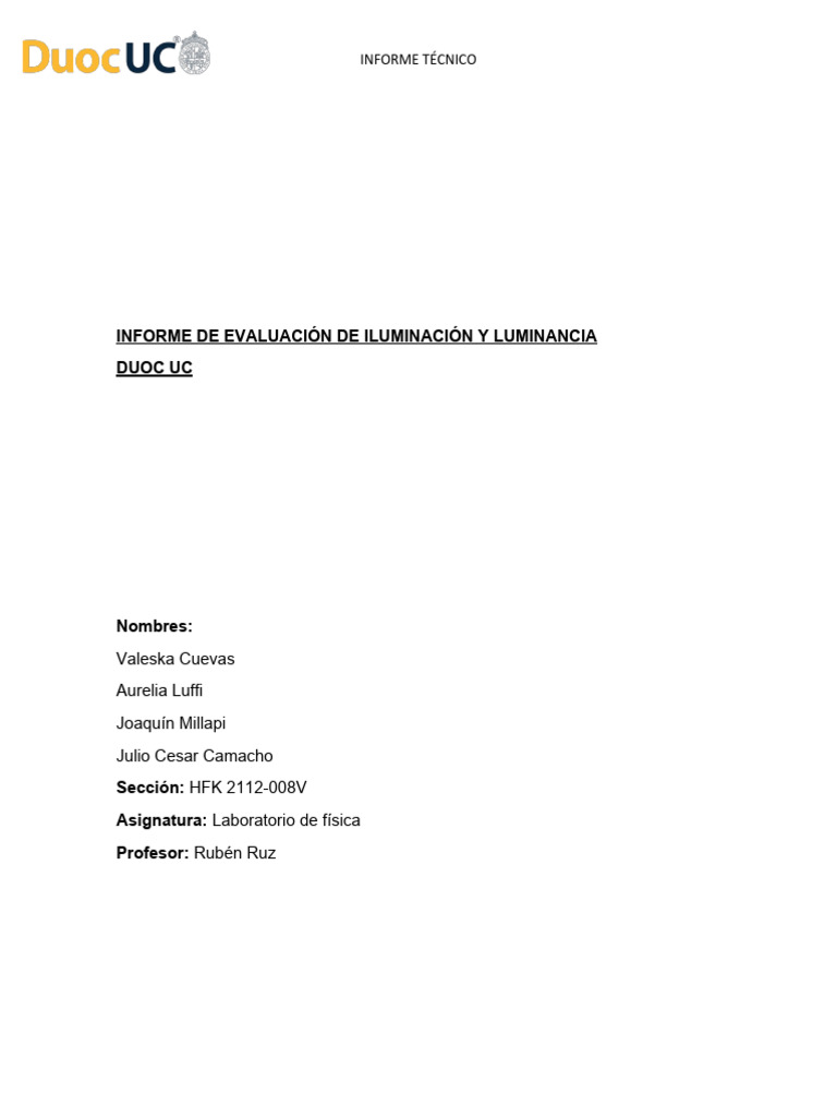 Informe de Medicion de Luz y Brillo Valeska | PDF | Metrología | Ligero