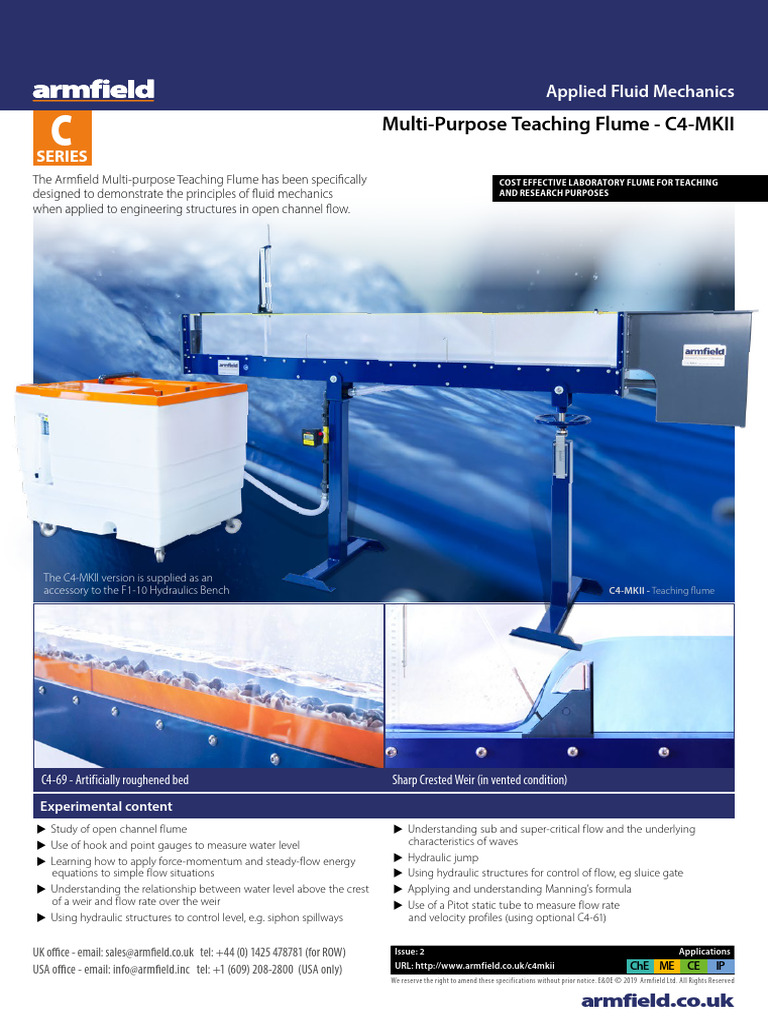 Armfield Multi-Purpose Teaching Flume | PDF | Flow Measurement | Spillway