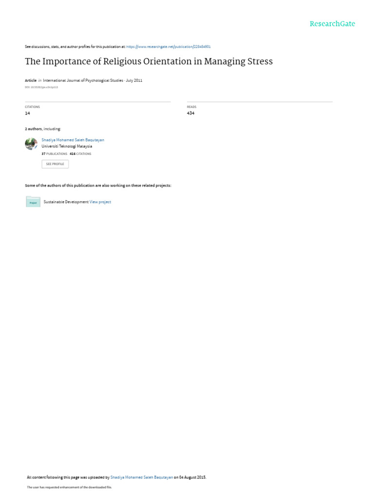 The Importance of Religious Orientation in Managin | PDF