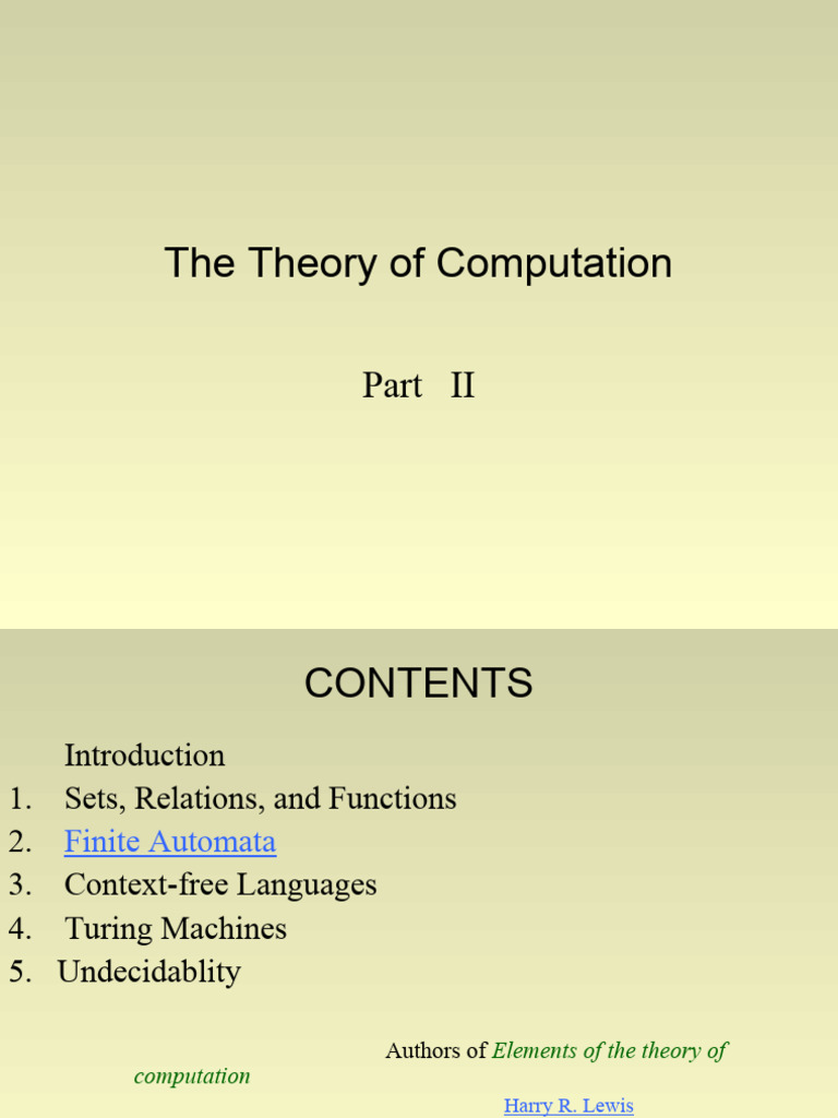 The Theory of Computation Part II | PDF | Formal Methods | Theoretical ...