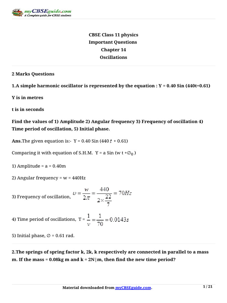 11 Physics Imp Ch14 Marks 2 | PDF
