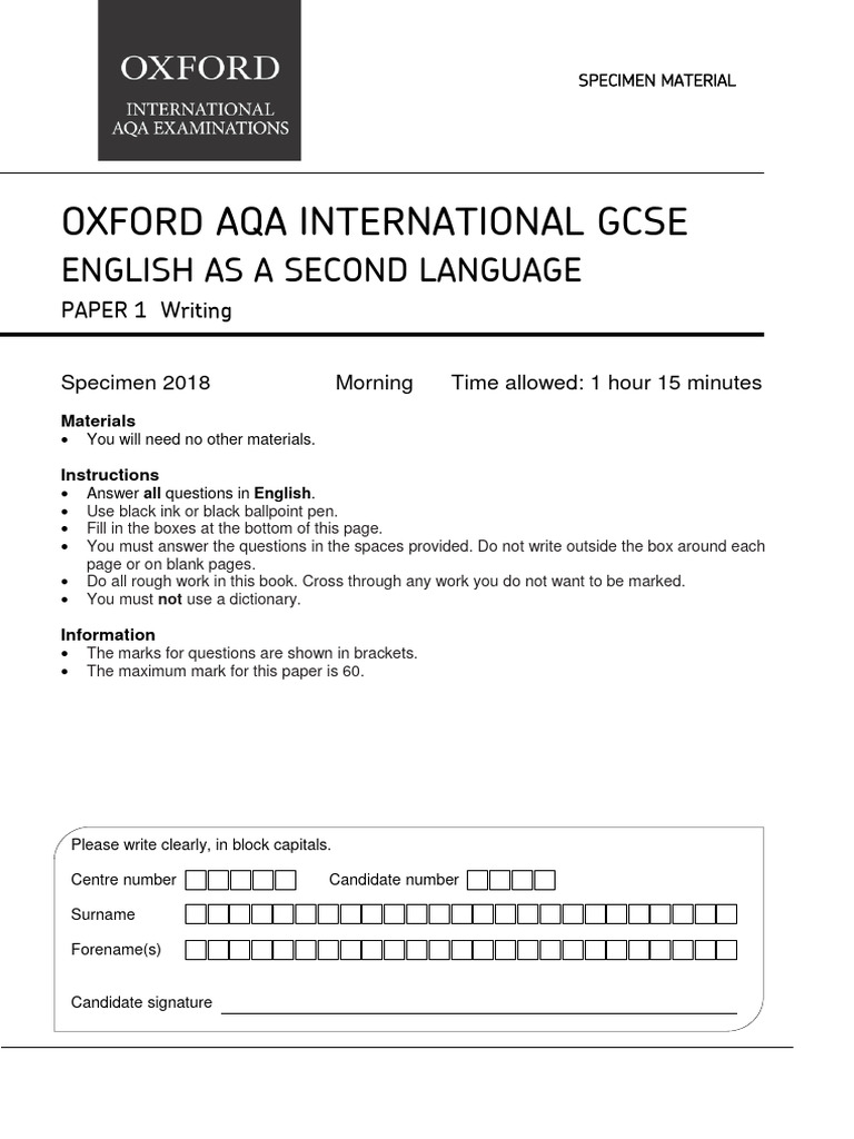 9280 International Gcse English As A Second Language Writing Question ...
