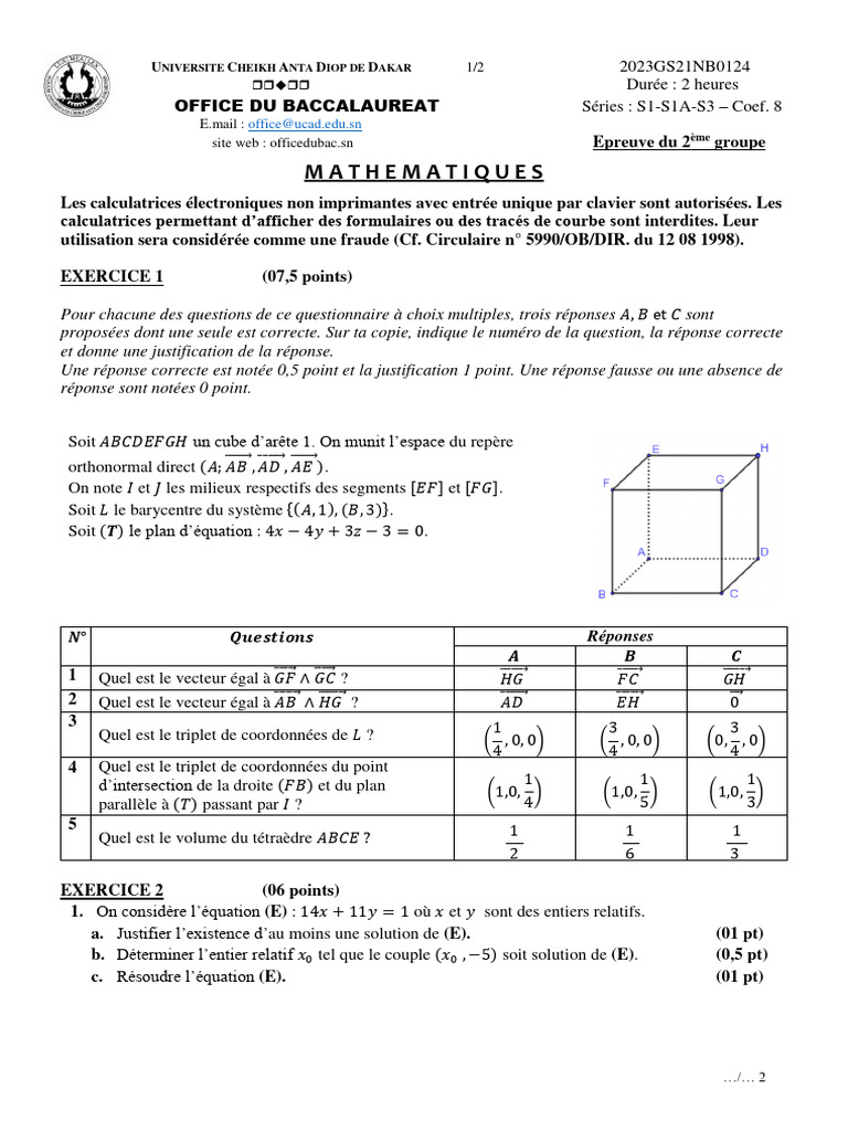Maths s1 S1a Et s3 2e GR 2023 | PDF