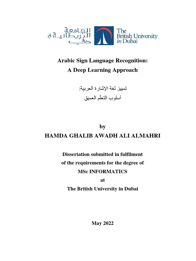 Arabic Sign Language Recognition: A Deep Learning Approach | PDF ...