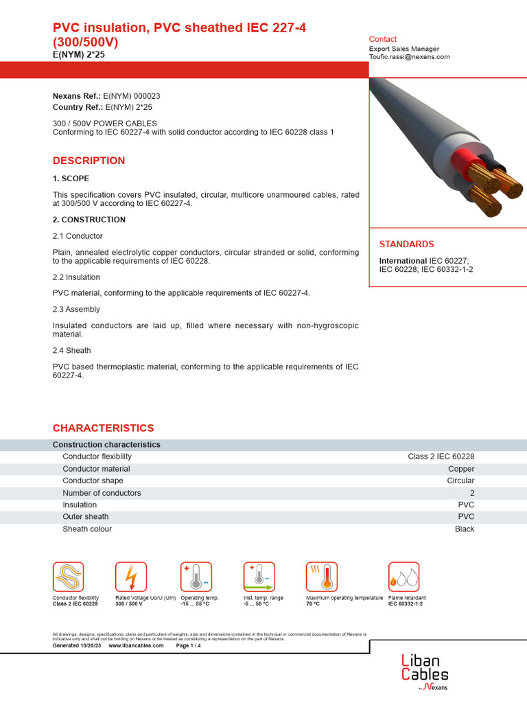 PVC Insulation, PVC Sheathed IEC 227 4 (300/500V) : Description | PDF | Electrical Conductor ...