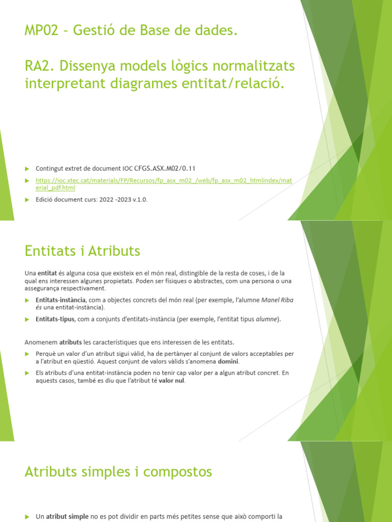 UF1 RA2 Model Entitat Relació 22 23 | PDF