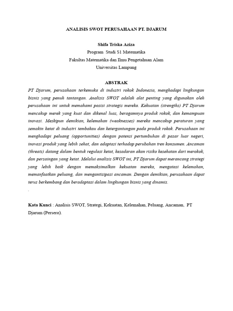Analisis SWOT PT Djarum | PDF