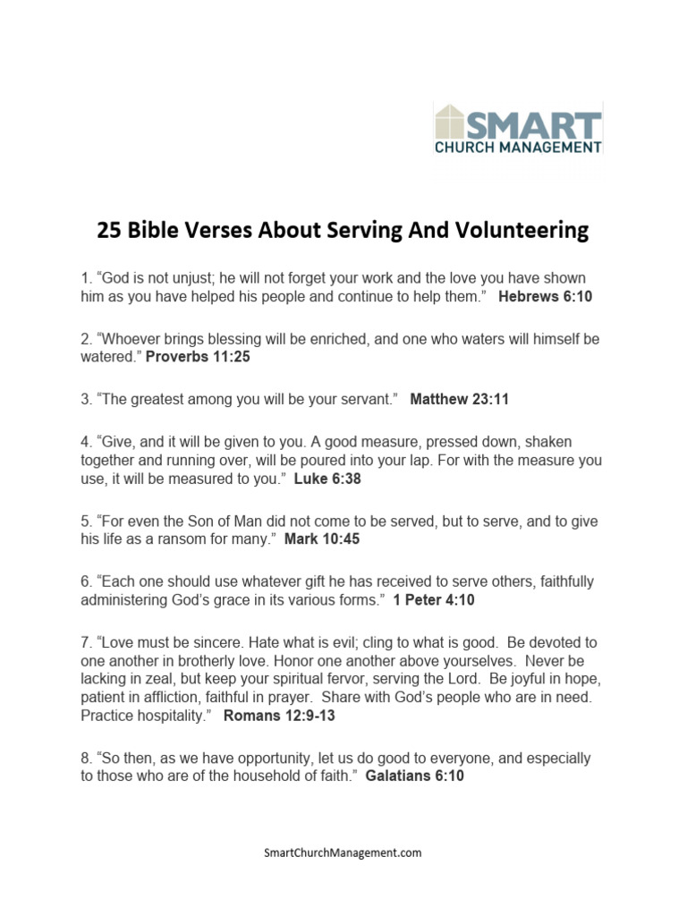25 Bible Verses About Serving and Volunteering | PDF