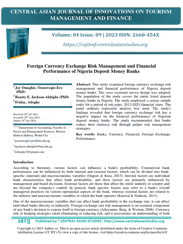 Foreign Currency Exchange Risk Management and Financial Performance of ...