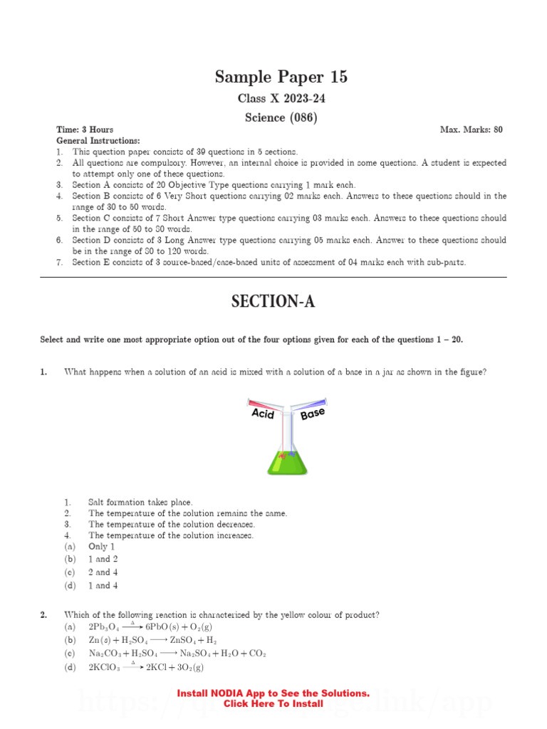 Sample Paper 15 | PDF