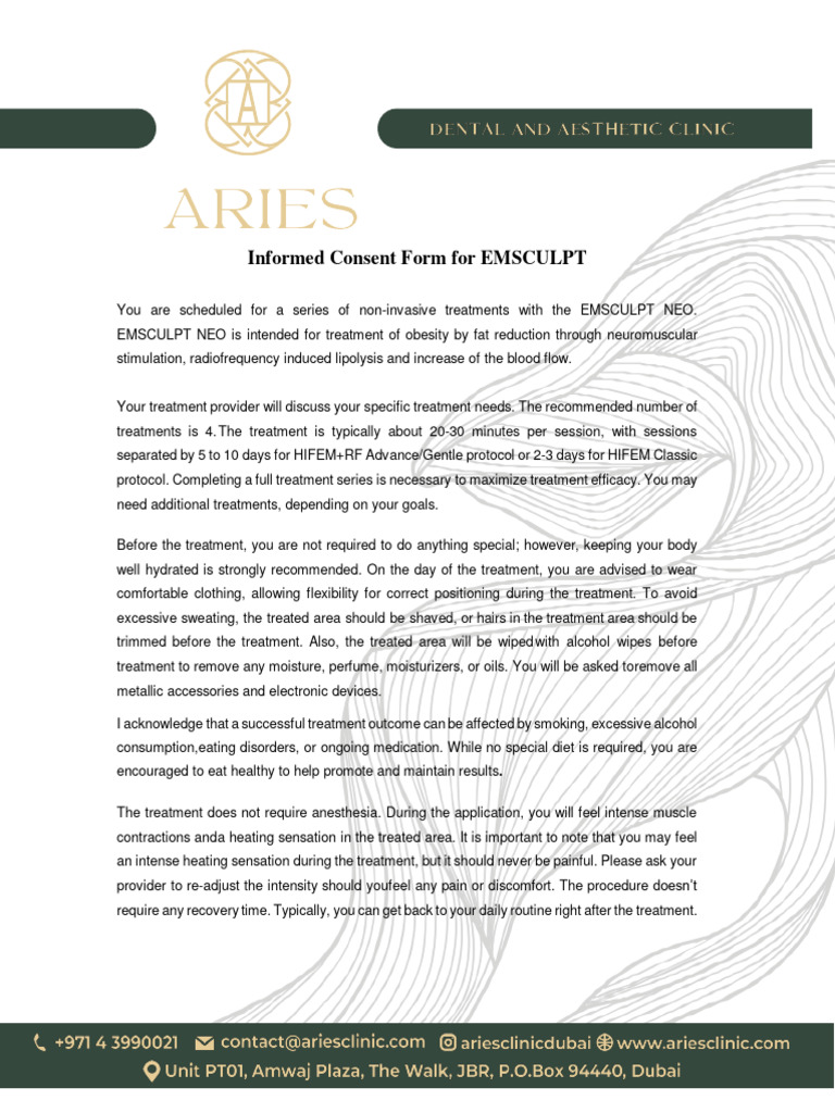 Consent Form For EMSCULPT | PDF