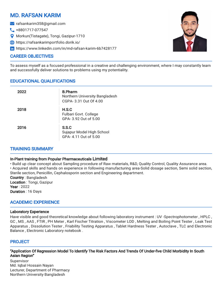 Md. Rafsan Karim: Career Objectives | PDF