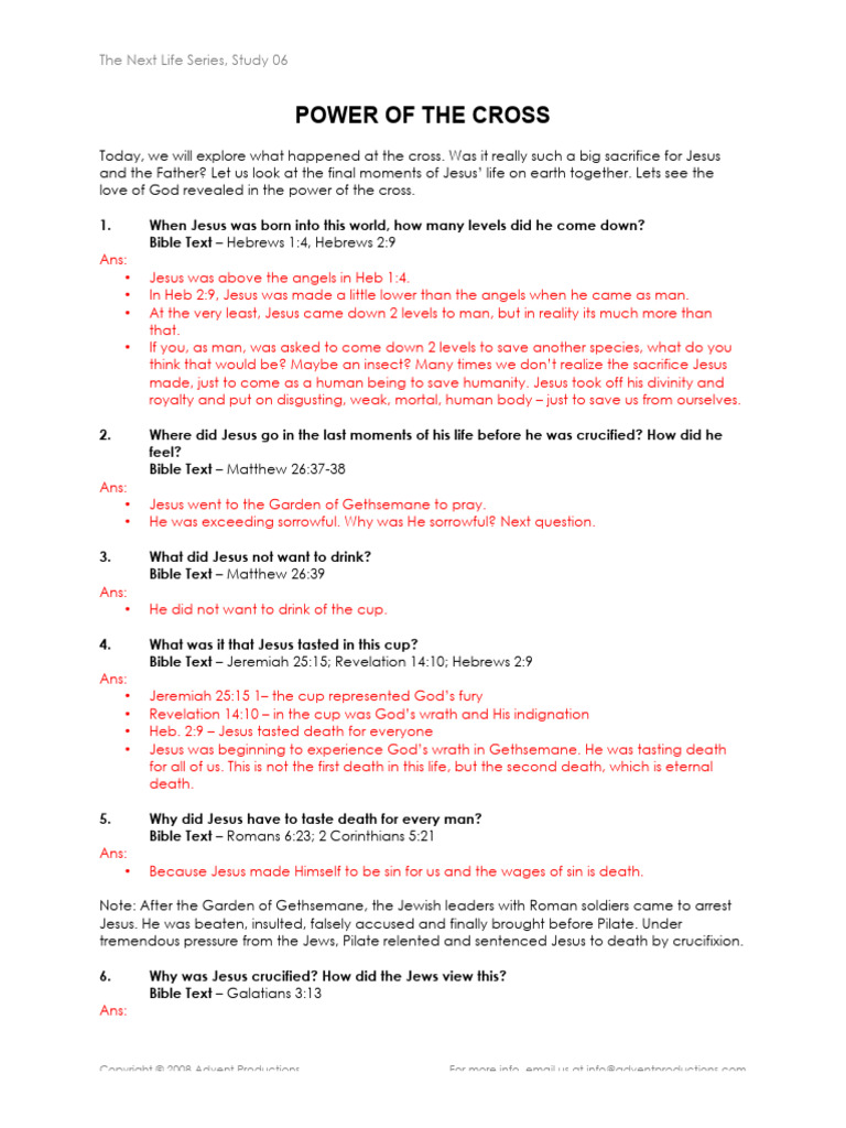 06 Power of The Cross Notes | PDF | Jesus | Bible Content