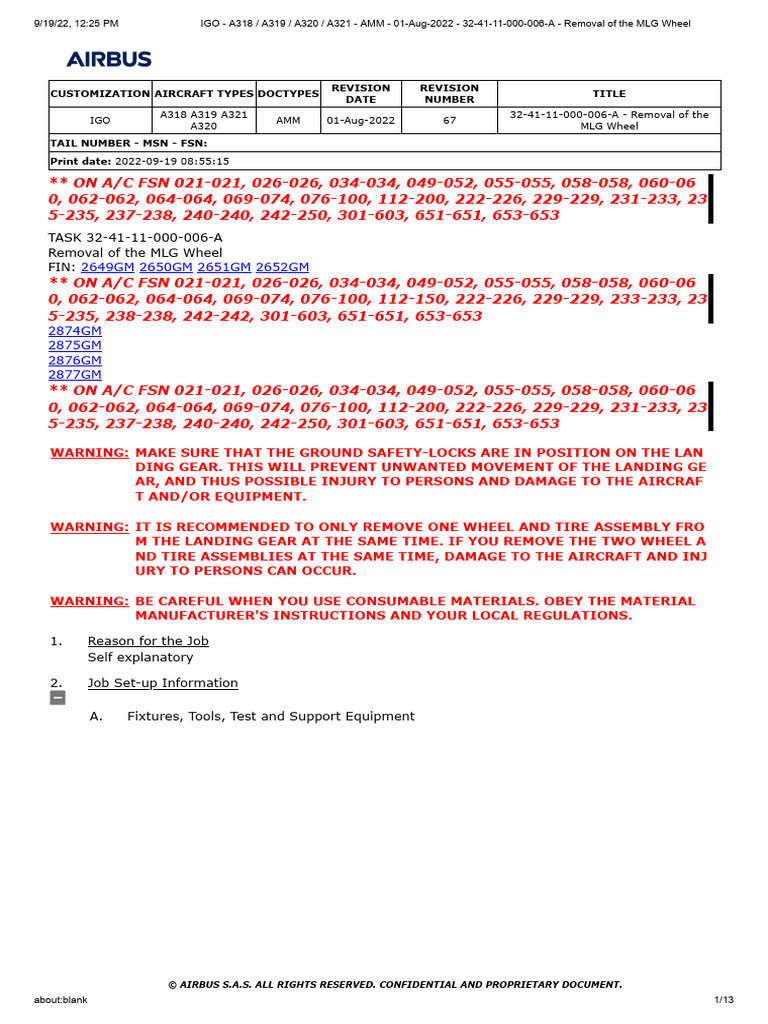 MLG Wheel Removal Guide for A320 Family | PDF | Axle | Jet Aircraft