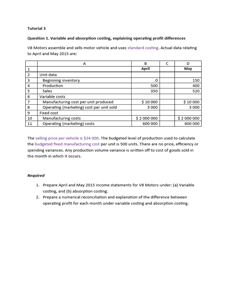 Tutorial 3 Questions | PDF