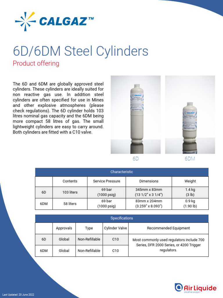 Calgaz 6D Cylinders | PDF | Mechanical Engineering | Gases