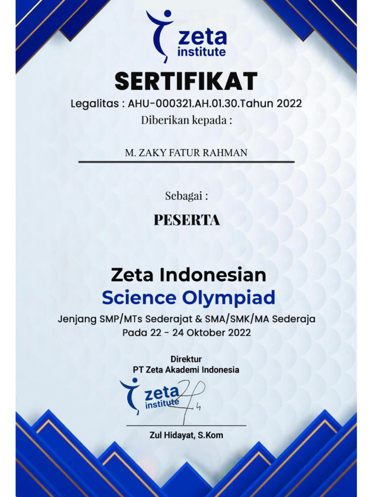 Sertifikat Ziso | PDF