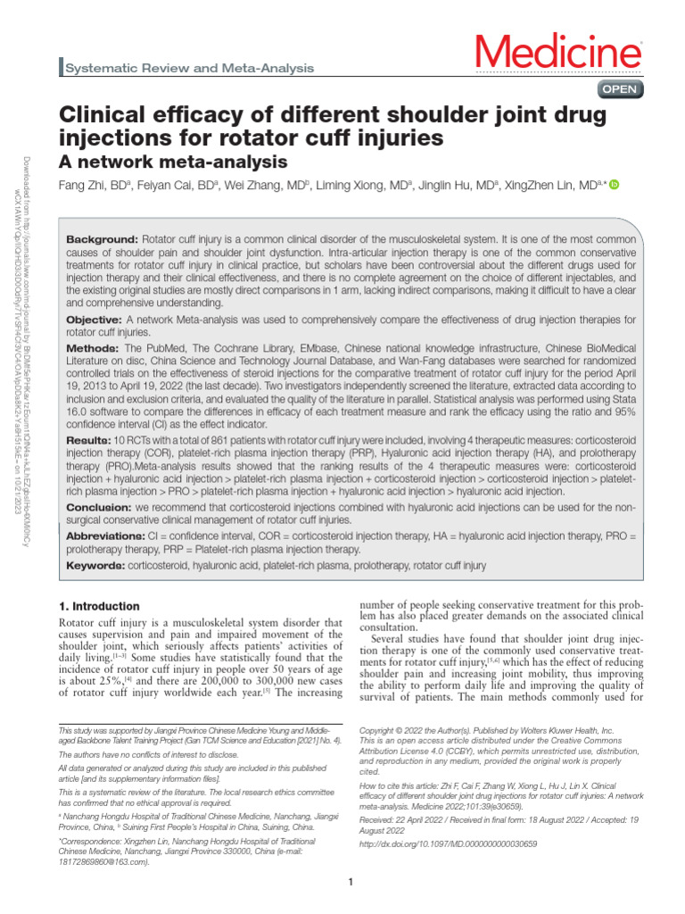 Clinical Efficacy of Different Shoulder Joint Drug.81 | PDF | Meta ...