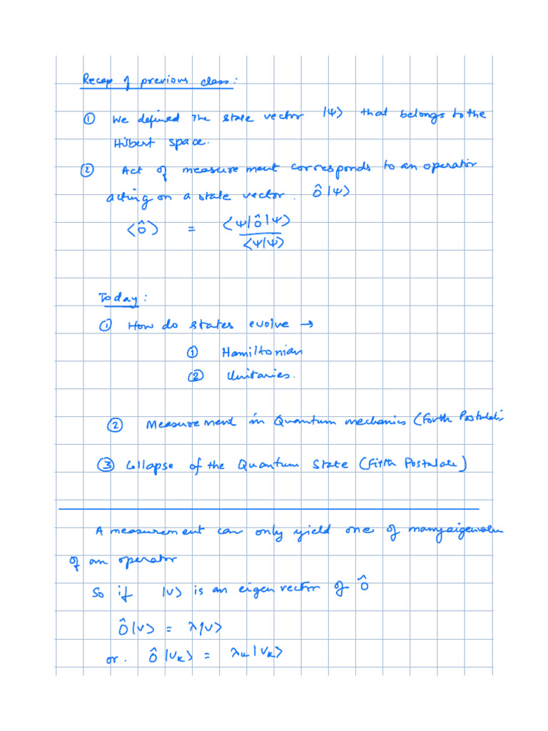 Lecture 4 14 Aug 2023 | PDF | Eigenvalues And Eigenvectors | Quantum Mechanics