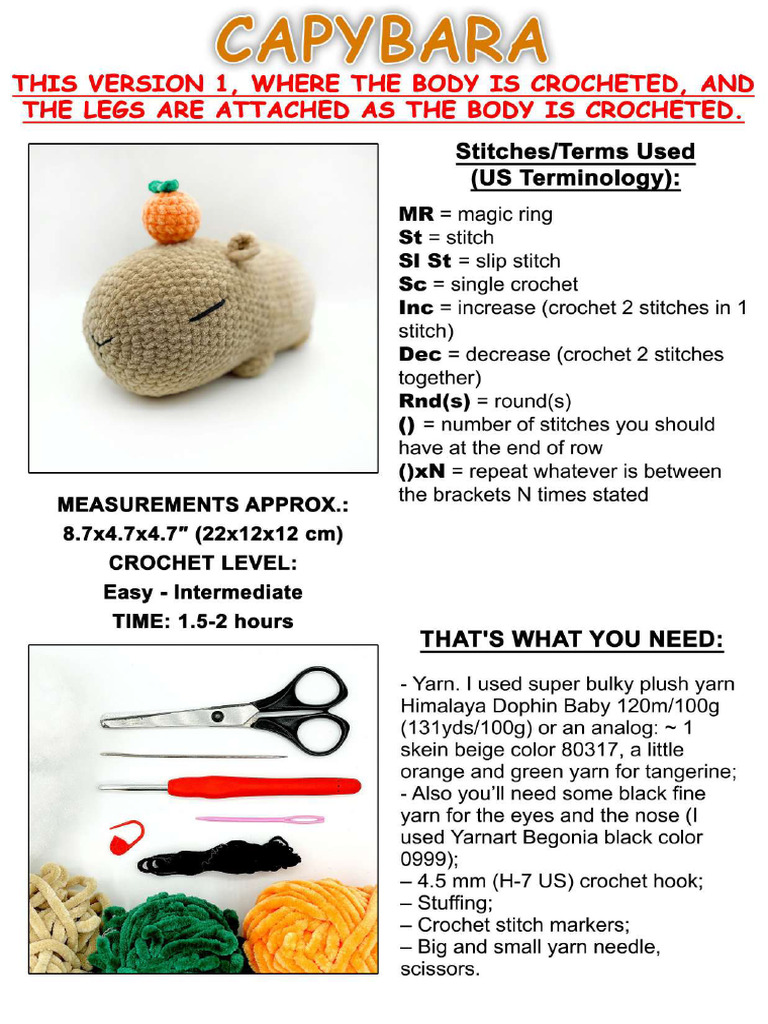 Capybara CROCHET PATTERN VER1 | PDF