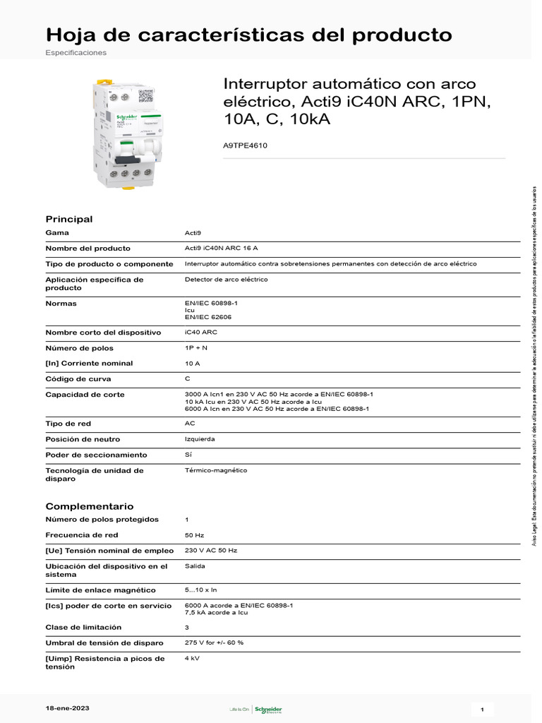 Acti 9 Ic40 - A9tpe4610 | PDF