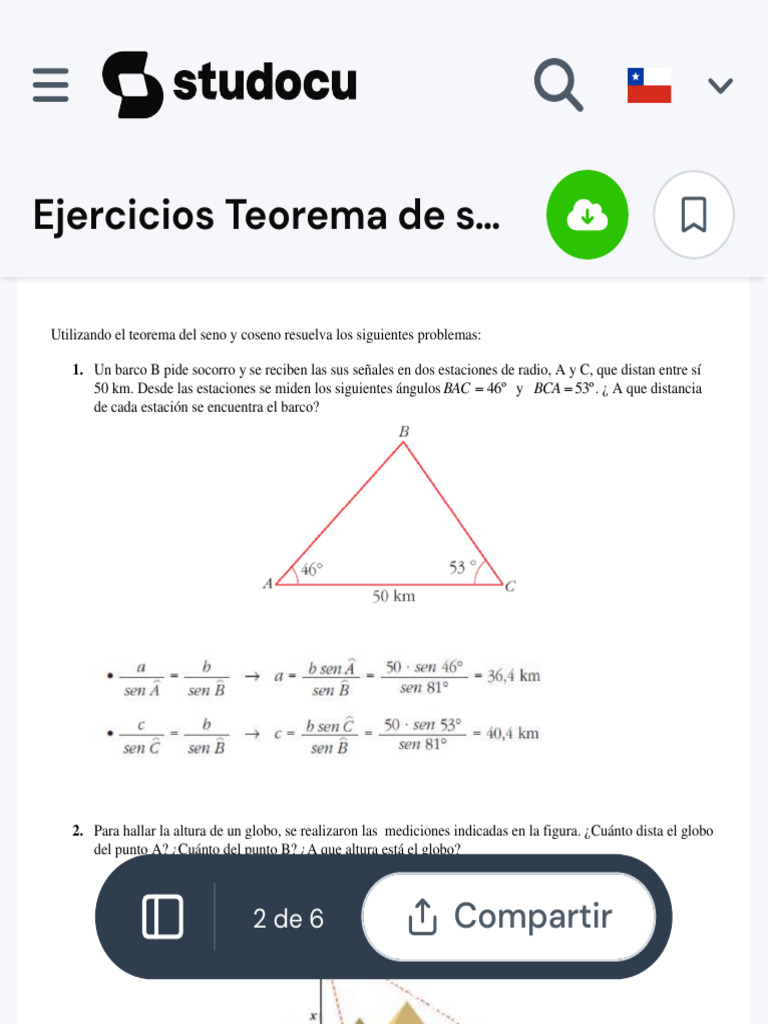 Ejercicios Teorema de Seno y Coseno - LEY DEL SENO Y DEL COSENO Ley de Los Senos en Un Triángulo ...