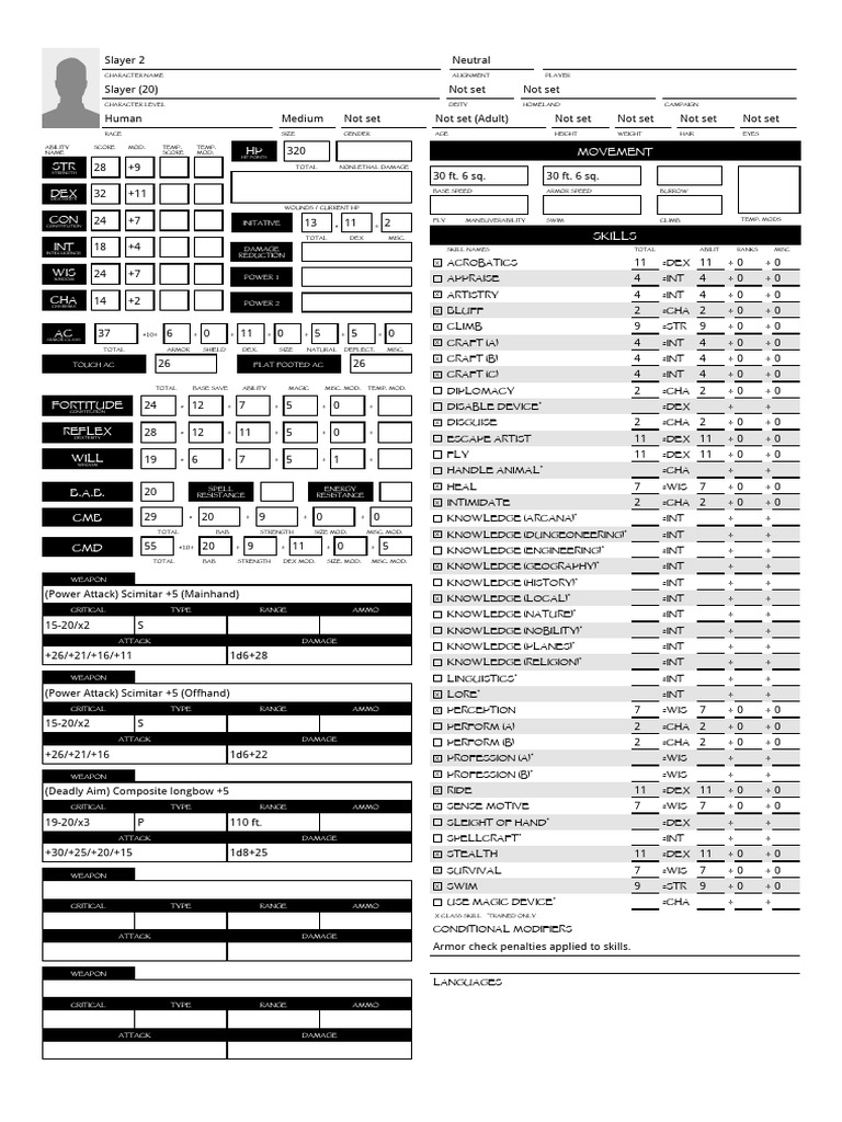Pathfinder Slayer | PDF | D20 System | Role Playing Games