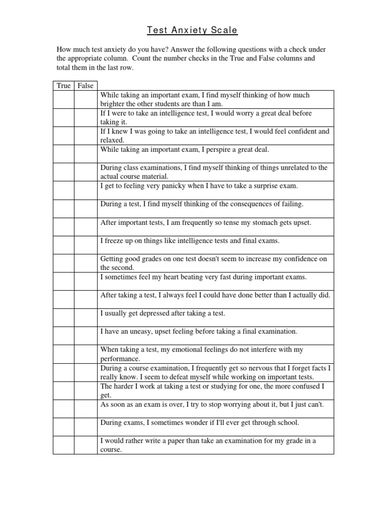 Scale ANXIETY | PDF | Anxiety | Mental Health